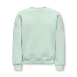 Sweatshirt KIDS Only "KOGSWEAT L/S CREW OVERSIZE SWT NOOS", M&auml;dchen, Gr. 122/128, aqua foam, Sweatware, Obermaterial: 60% Baumwolle, 40% Polyester, unifarben, Basic, loose fit h&uuml;ftlang, Rundhals, Rippb&uuml;ndchen, Sweatshirts Sweatshirt