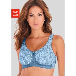 Entlastungs-BH Nuance, Damen, Gr. 100, Cup E, blau (blau, wei&szlig;), Spitze, Obermaterial: 85% Baumwolle, 10% Polyamid, 5% Elasthan, BHs Entlastungs-BH, ohne B&uuml;gel aus angenehmer Baumwolle, Topseller