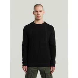 G-Star Raw Longpullover G-STAR "Structure Knit Pullover", Herren, Gr. L, dk schwarz, Obermaterial: 100% Baumwolle, Pullover Longpullover