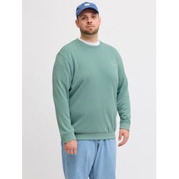 Jack & Jones PlusSize Sweatshirt "JJBRANDON SWEAT CREW NECK PLS", Herren, Gr. 5XL, gr&uuml;n (mineral blau), angeraute Sweatware, Obermaterial: 60% Polyester, 40% Baumwolle, JACK & JONES PLUSSIZE, bedruckt, regular fit, Rundhals, Rippb&uuml;ndchen, Sweatshirts Sweatshirt
