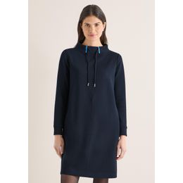 Midikleid Cecil, Damen, Gr. L (42), US-Gr&ouml;&szlig;en, universal blau, Stoff, 53% Polyester, 40% Baumwolle, 7% Elasthan, unifarben, normal kniefrei, hoch geschlossener Ausschnitt, B&uuml;ndchen, Kleider Midikleid, mit Stehkragen