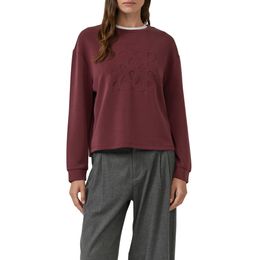 Sweatshirt s.Oliver, Damen, Gr. 44, schwarz merlot, Sweatware, Obermaterial: 47% Modal, 41% Polyester, 12% Elasthan, unifarben, relaxed fit normal, Rundhals, B&uuml;ndchen, Sweatshirts Sweatshirt, mit Pr&auml;gung