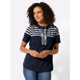 Sweatshirt Casual Looks, Damen, Gr. 36, marine, ecru, 50% Baumwolle, 50% Polyester, gemustert, gestreift, mehrfarbig, Sweatshirts Sweatshirt