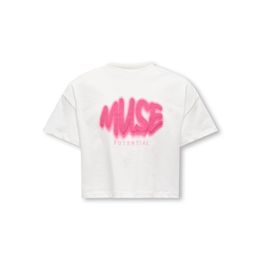 T-Shirt KIDS Only "KOGPHINE LIFE SS SHORT PRINT TEE ZA JRS", M&auml;dchen, Gr. 110/116, cloud dancer print:muse, Jersey, Obermaterial: 100% Baumwolle, bedruckt, relaxed fit kurz, Rundhals, Shirts T-Shirt, Baumwolle, relaxed fit
