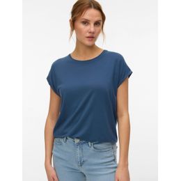 V&eacute;ro Moda Rundhalsshirt VERO MODA "VMAVA PLAIN SS TOP GAJRS NOOS", Damen, Gr. XL, schwarz denim, Jersey, Obermaterial: 95% Lyocell, 5% Elasthan, unifarben, regular fit normal, Rundhals, Shirts Rundhalsshirt, Materialmix, regular fit