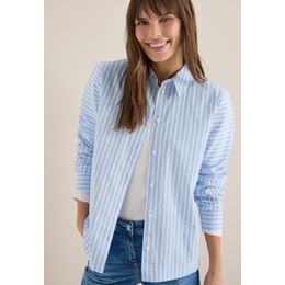 Hemdbluse Cecil, Damen, Gr. XXL (46), blouse blau, Blusen Hemdbluse, in Streifen-Optik