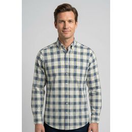 Langarmhemd Fynch-Hatton "Washed Oxford Check", Herren, Gr. 4XL, N-Gr, harbor blau, Web, Obermaterial: 100% Baumwolle, kariert, normal h&uuml;ftbedeckend, Rundhals, 2-Knopf-Manschette, Hemden, normale Passform, kariertes Muster, mit Brusttasche