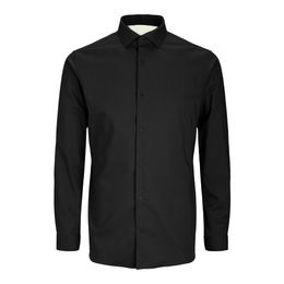 Jack & Jones Langarmhemd JACK & JONES "JPRBLAPARKER SHIRT L/S REG SN", Herren, Gr. L, N-Gr, schwarz, Web, Obermaterial: 100% Baumwolle, unifarben, regular fit normal, Hemden