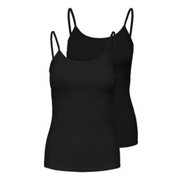 Spaghettitop Only "ONLLOVE &ndash; Spaghettitops im Doppelpack mit elastischem Tragekomfort", Damen, Gr. L, schwarz pack:schwarz, schwarz, Jersey, Obermaterial: 95% Baumwolle, 5% Elasthan, unifarben, regular fit normal, Rundhals, Tops, Baumwollmischung, regular fit