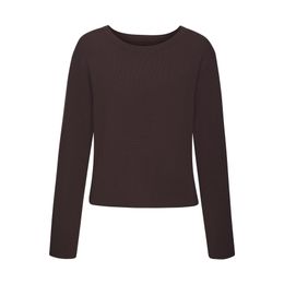 Strickpullover Lascana, Damen, Gr. 44/46, braun, Feinstrick, Obermaterial: 70% Viskose, 30% Polyamid, unifarben, figurumspielend taillenbedeckt, Rundhals, Pullover Strickpullover