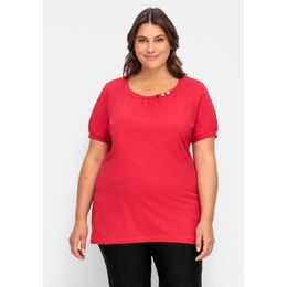 sheego Gro&szlig;e Gr&ouml;&szlig;en Longshirt mit gerafftem Ausschnitt, erdbeere, Gr&ouml;&szlig;e 48 - Damen