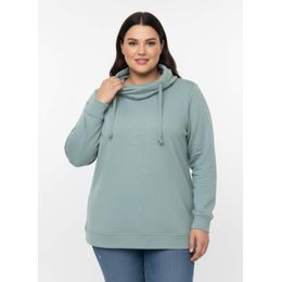 sheego Gro&szlig;e Gr&ouml;&szlig;en Sweatshirt mit halsfernem Rollkragen, mint, Gr&ouml;&szlig;e 44 - Damen