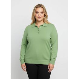 sheego Gro&szlig;e Gr&ouml;&szlig;en Polopullover mit kurzer Knopfleiste, apfel, Gr&ouml;&szlig;e 46 - Damen