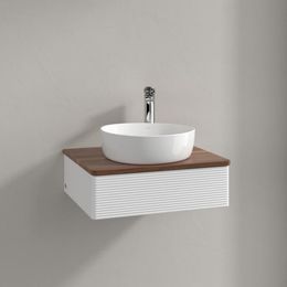 Villeroy & Boch Villeroy und Boch Antao Waschtisch-Unterschrank K07152MT 60x19x50cm, Hahnloch, Waschbeckenplattenfarbe warm walnut, white matt lacquer