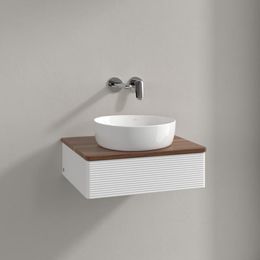 Villeroy & Boch Villeroy und Boch Antao Waschtisch-Unterschrank K07112MT 60x19x50cm, Waschbeckenplattenfarbe warm walnut, white matt lacquer