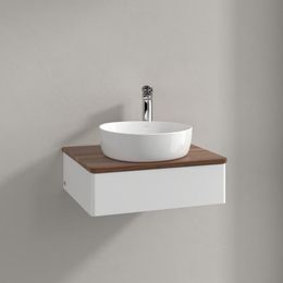 Villeroy & Boch Villeroy und Boch Antao Waschtisch-Unterschrank K07052MT 60x19x50cm, Hahnloch, Waschbeckenplattenfarbe warm walnut, white matt lacquer