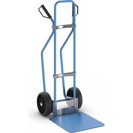 eurokraft pro Sackkarre mit Kufen, blau, Schaufel-BxT 450 x 500 mm, blau, Vollgummibereifung