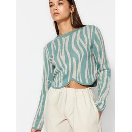 Trendyol Pullover Damen Gr&ouml;&szlig;e S beigemeliert / mint