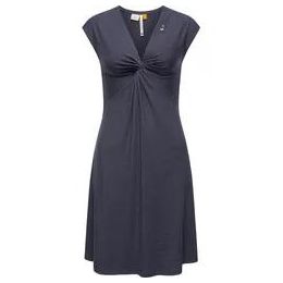 Jerseykleid Ragwear "Comfrey Solid", Damen, Gr. M (38), Normalgr&ouml;&szlig;en, blau (navy), Material: 48% Viskose, 47% Polyester, 5% Elasthan, figurumspielend knieumspielend, tiefer V-Ausschnitt, weit normaler Saum, Kleider Jerseykleid, stylisches Sommerkleid mit tiefem V-Ausschnitt