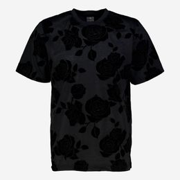 Schwarzes T-Shirt mit Rosenmuster