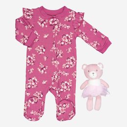 2-teiliges pinkes Baby-Set aus Strampler und Kuscheltier