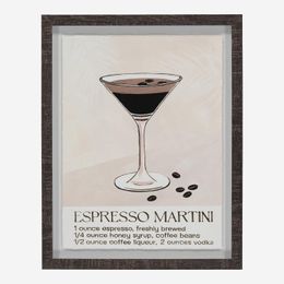Braune Wandkunst mit Espresso-Martini-Motiv 35,5x28cm