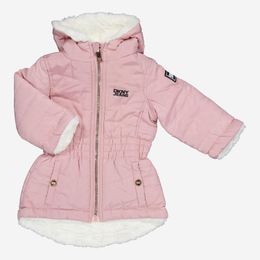 Rosa Pufferjacke mit Kunstfellfutter