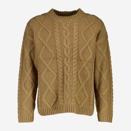 Brauner Pullover mit Zopfstrick