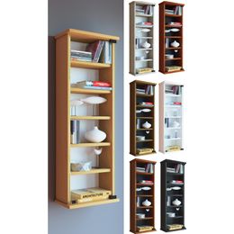 Vcm Holz CD DVD Wandregal H&auml;ngeregal mit ESG-Sicherheitsglast&uuml;r Platz f&uuml;r 150-CDs oder 65 DVDs oder 36-Videos Ma&szlig;e: 92 x B. 31 x T. 18 cm Elegantes CD/DVD Regal 5 variable Einlegeb&ouml;den - Loposa