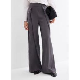 bonprix Ausgestellte Bundfaltenhose, grau