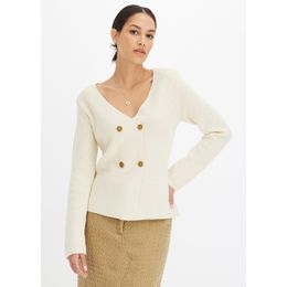 bonprix Strick Blazer, beige, mit Baumwolle