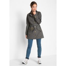 bonprix Trenchcoat, grau, 100% Baumwolle
