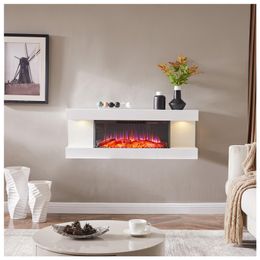 BALDERIA Elektrokamin Lumina - Wandkamin mit Heizung 1800 W, weiss
