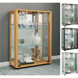 Vcm Glasvitrine stehend Vitrine Glas mit ESG-Sicherheitsglas Ma&szlig;e ca. H. 80 x B. 60 x T. 25 cm Standvitrine Glas Modern und platzsparend Glas Vitrinenschrank &ndash; Sintalo Spiegel