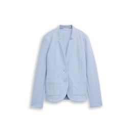 Tom Tailor Damen Slim Fit Blazer mit Ottoman Struktur, blau, Meliert, Gr. L