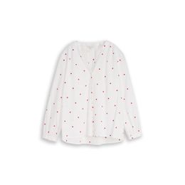 Tom Tailor Damen Bluse mit Herz-Stickerei, wei&szlig;, Gemustert, Gr. 42