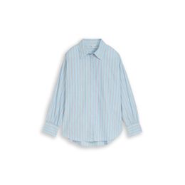 Tom Tailor Denim Damen Oversize Hemdbluse mit Streifenmuster, blau, Gestreift, Gr. M