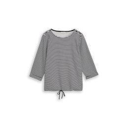 Tom Tailor Damen Plus Size - Langarmshirt mit Knopf-Details, blau, Uni, Gr. 50