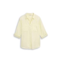 Tom Tailor Damen Plus Size - Bluse mit Brusttaschen, gelb, Uni, Gr. 46