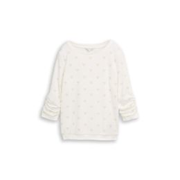 Tom Tailor Denim Damen Slim Fit Sweatshirt mit Herz-Print, wei&szlig;, Uni, Gr. XS