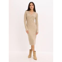 bonprix Strickkleid mit Wollanteil, beige, Wolle