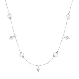 Collier "S&uuml;&szlig;wasser-Perlen und Zirkonia, Silber 925", silber, Giorgio Martello MILANO, Halsketten, Damen, 45cm, Silber 925 (Sterlingsilber), Collier