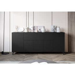 Sideboard Home Affaire, B:180cm H:76cm T:37,5cmgraphite schwarz matt, ABS-Kunststoff, FSC-zertifizierter Holzwerkstoff, Kunststoff, Spanplatte,