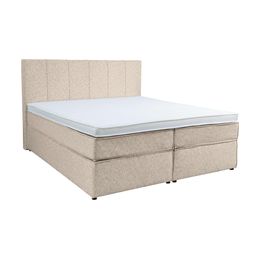 Boxspringbett Home Affaire "Leon, Doppelbett, Polsterbett, Federkernbett, Komforbett, 160, 180 cm", toasted coconut, Struktur, Liegefl&auml;che B/L: 180cm x 200cm Betth&ouml;he: 63,5cm, H3, 5-Zonen-Taschen-Federkernmatratze, Komplettbetten, Boxspringbett, inkl. Topper, 5-Zonen-Taschen-Federkernmatratze, H&auml;rtegrad 3