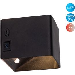 N&auml;ve N&Auml;VE LED Wandleuchte "Cube", schwarz, 1, H: 8cm, 1 Stk., Leuchten, Akku, magnetisch, Bewegungssensor, Memory, USB-C, Kippschalter, LED Wandleuchte