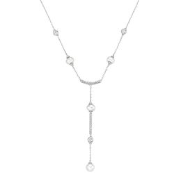 Collier "mit S&uuml;&szlig;wasser-Perlen und Zirkonia, Silber 925", silber, Giorgio Martello MILANO, Halsketten, Damen, 45cm, Silber 925 (Sterlingsilber), Collier