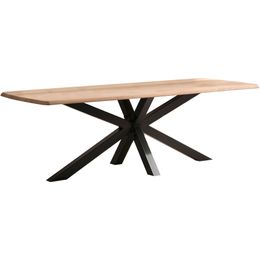 Esstisch Home Affaire "Ottawa", beige (natur, schwarz, natur), B:240cm H:77cm T:100cm, Tische, Esstisch, moderner Esstisch aus massiver Eiche mit robustem Metallgestell