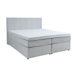 Boxspringbett Home Affaire "Leon, Doppelbett, Polsterbett, Federkernbett, Komforbett, 160, 180 cm", glacier grau, Struktur, Liegefl&auml;che B/L: 180cm x 200cm Betth&ouml;he: 63,5cm, H3, 5-Zonen-Taschen-Federkernmatratze, Komplettbetten, Boxspringbett, inkl. Topper, 5-Zonen-Taschen-Federkernmatratze, H&auml;rtegrad 3