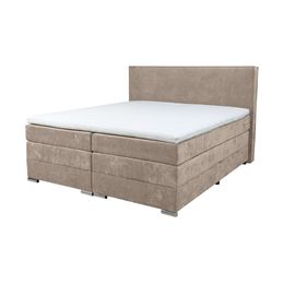 Boxspringbett Home Affaire "Romeo, Doppelbett, Polsterbett, Federkernbett, Komforbett, 160, 180 cm", portabella, Struktur, Liegefl&auml;che B/L: 160cm x 200cm Betth&ouml;he: 67,5cm, H4, 5-Zonen-Taschen-Federkernmatratze, Komplettbetten, Boxspringbett, inkl. Topper, zwei Bettk&auml;sten, Taschen-Federkernmatratze, H&auml;rtegrad 4