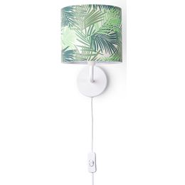 Paco Home Wandleuchte "Ostende 534", wei&szlig;, 1, &Oslash; 18cm H: 26,5cm, Leuchten, Wohnzimmerlampe Lampenschirm Schlafzimmer B&uuml;ro Lampe Jungle Palme, Wandleuchte